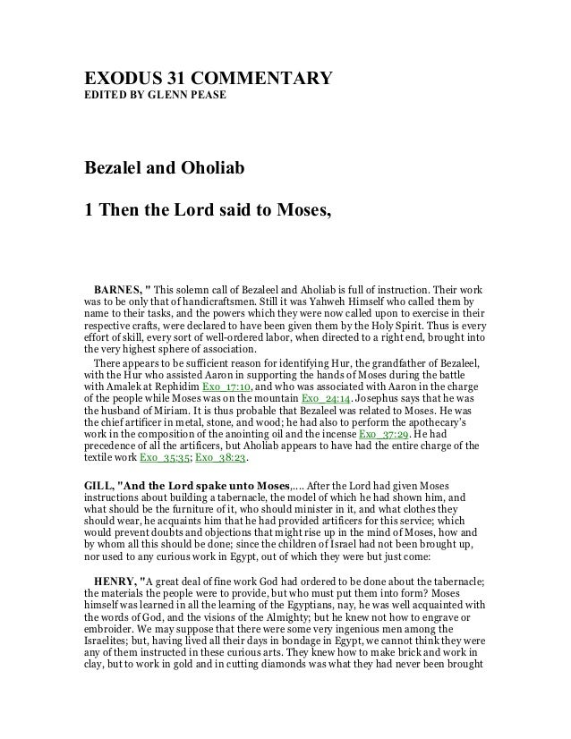 Exodus 31 Commentary Exodus 31 Commentary