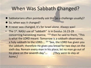Exodus 31, When was the Sabbath changed, or, who changed the Sabbath,ss ...