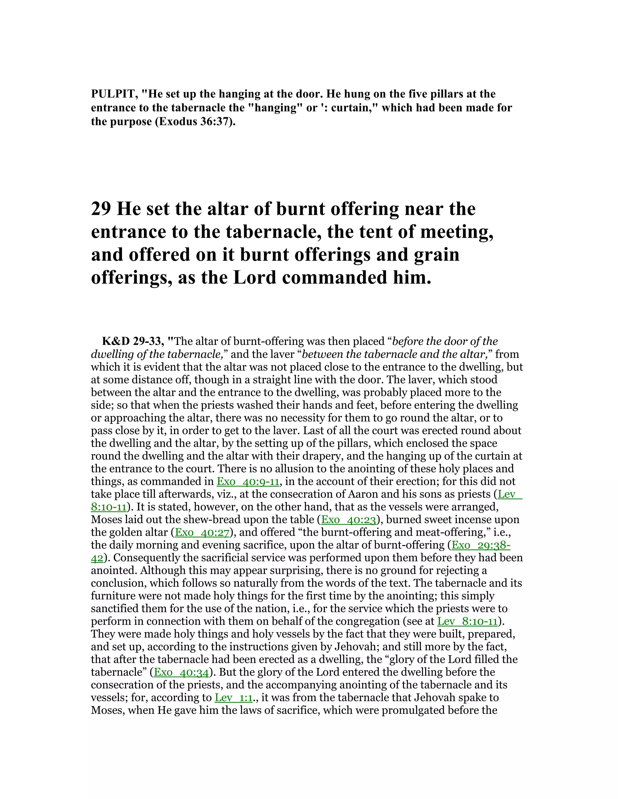 Exodus 40 commentary | PDF