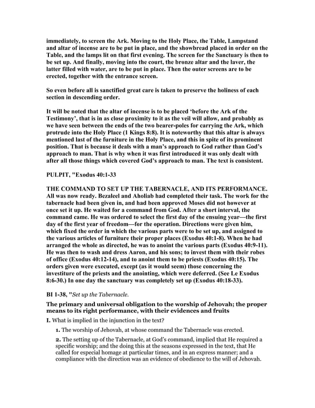 Exodus 40 commentary | PDF | Free download