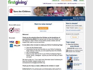 Examples of branded Firstgiving nonprofit pages | PPTX
