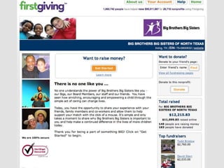 Examples of branded Firstgiving nonprofit pages | PPT
