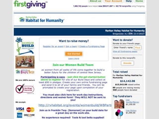 Examples of branded Firstgiving nonprofit pages | PPTX