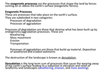 Exogenetic Process-Geomorphology Chapter | PPT