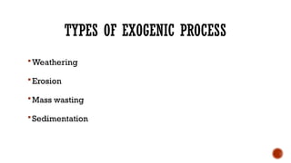 Exogenic-Process.pptxsfsdgdfhgfjhfgxdrtdhtr | PPT