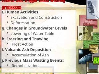 EXOGENIC PROCESSES FOCUS ON (mass wasting).pptx | Geology | Science