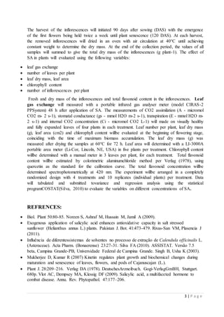Exogenous effects of salicylic acid on marigold | DOCX