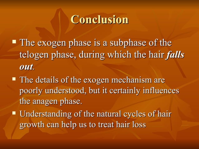 Exogen phase of hair life cycle | PPT