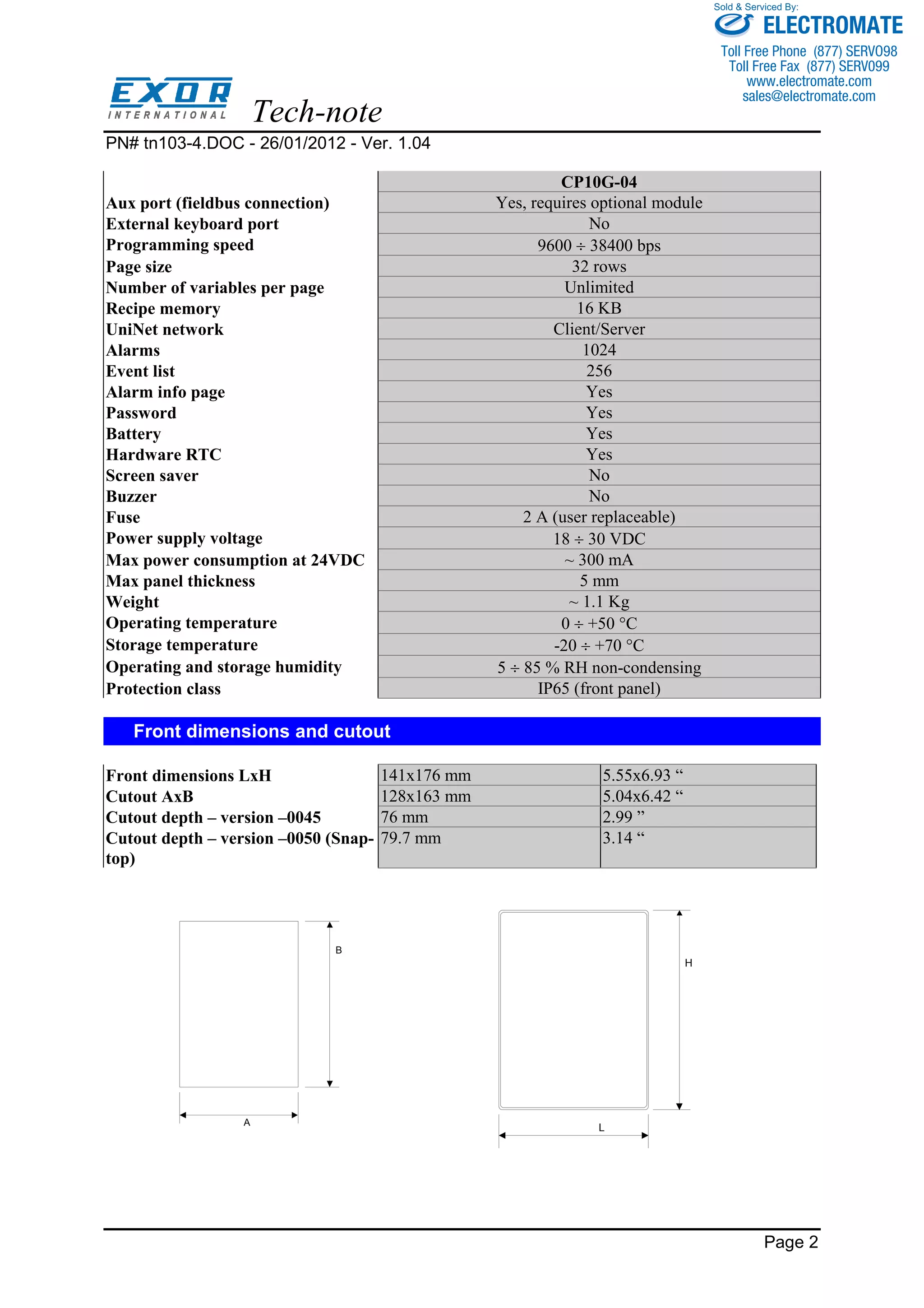 Exor cp10 g-04_specsheet | PDF | Computer Peripherals | Computing