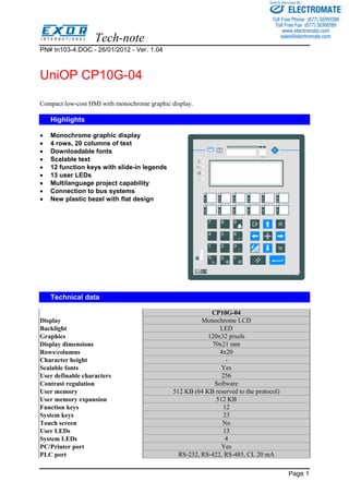 Exor cp10 g-04_specsheet | PDF | Computer Peripherals | Computing