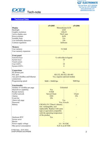 Exor e pap05_epad06_specsheet | PDF