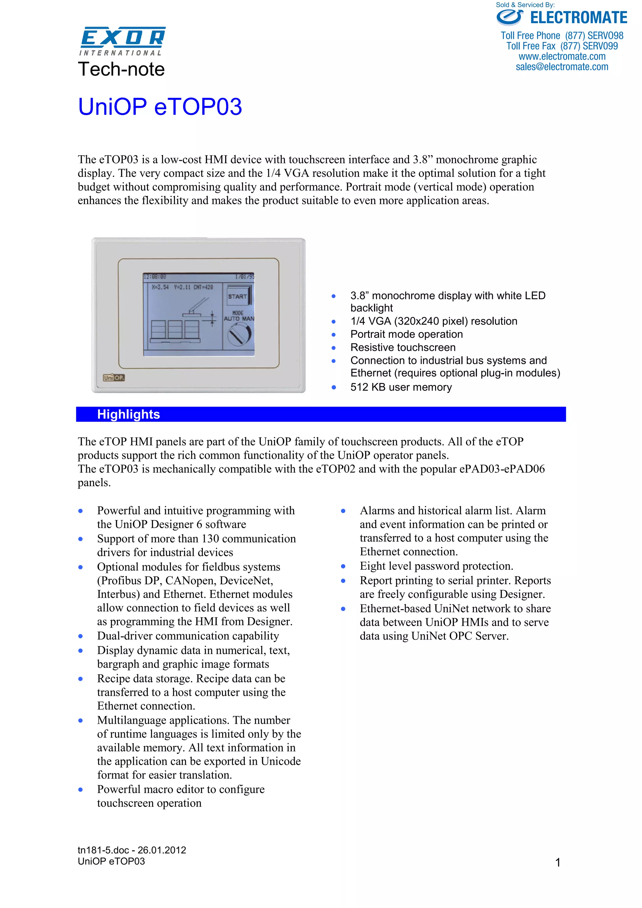 Exor e top03_specsheet | PDF