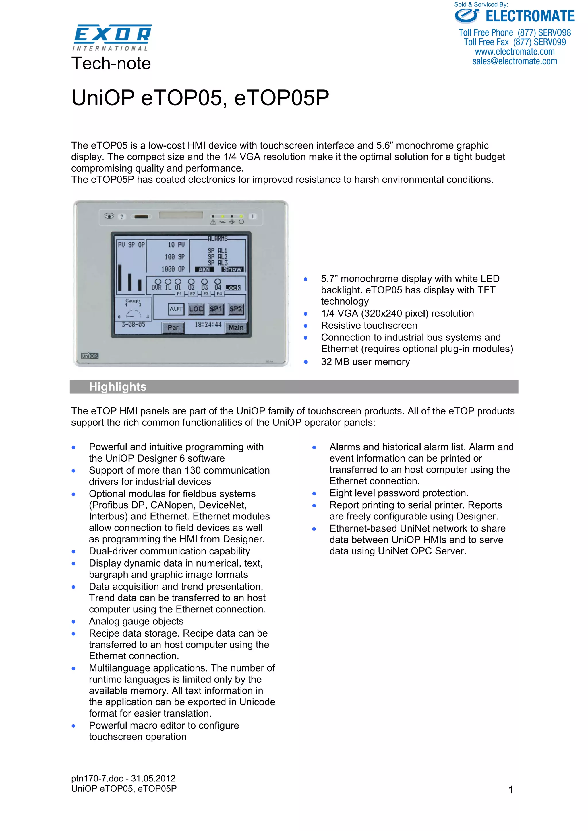 Exor e top05_specsheet | PDF | Computer Peripherals | Computing