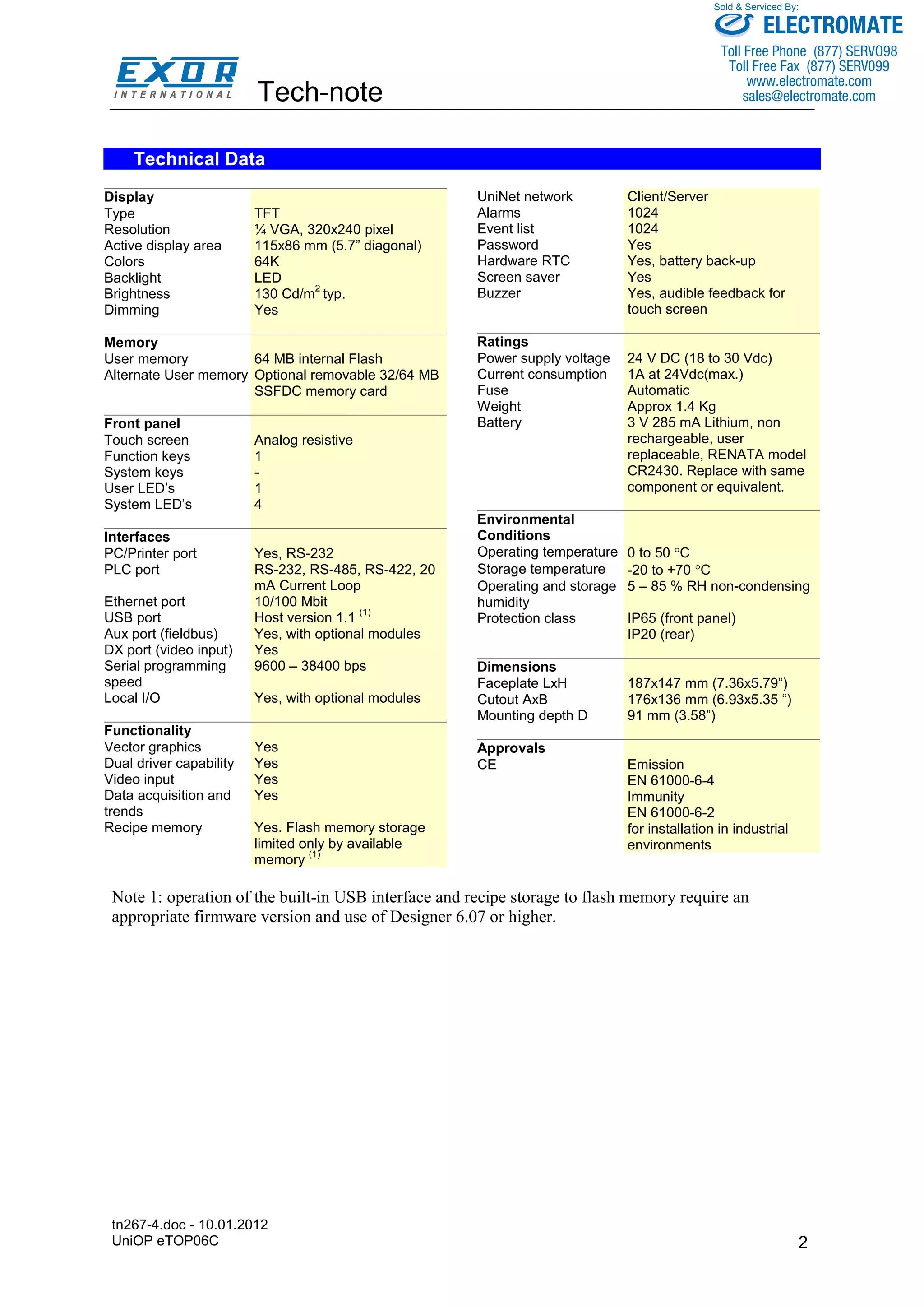Exor e top06c_specsheet | PDF