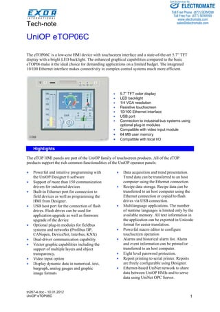 Exor e top06c_specsheet | PDF
