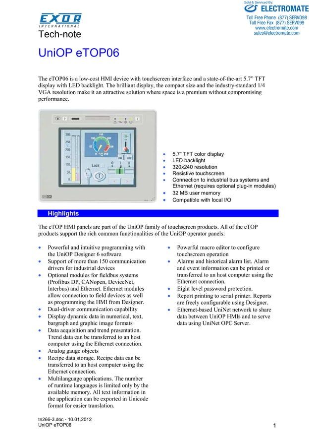 Exor e top06_specsheet | PDF | Computer Peripherals | Computing