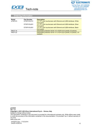 Exor e top315_specsheet | PDF