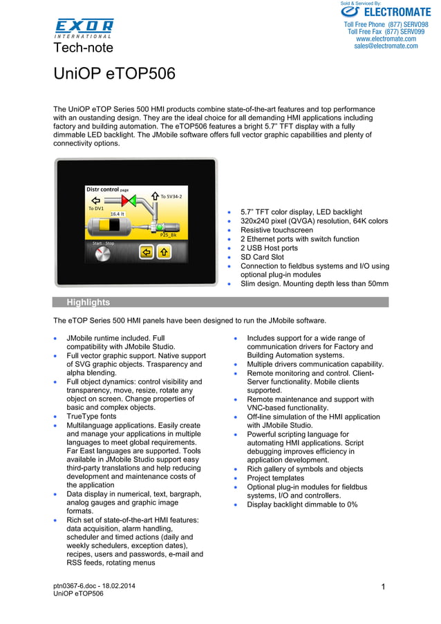Exor e top506_specsheet | PDF | Computer Peripherals | Computing