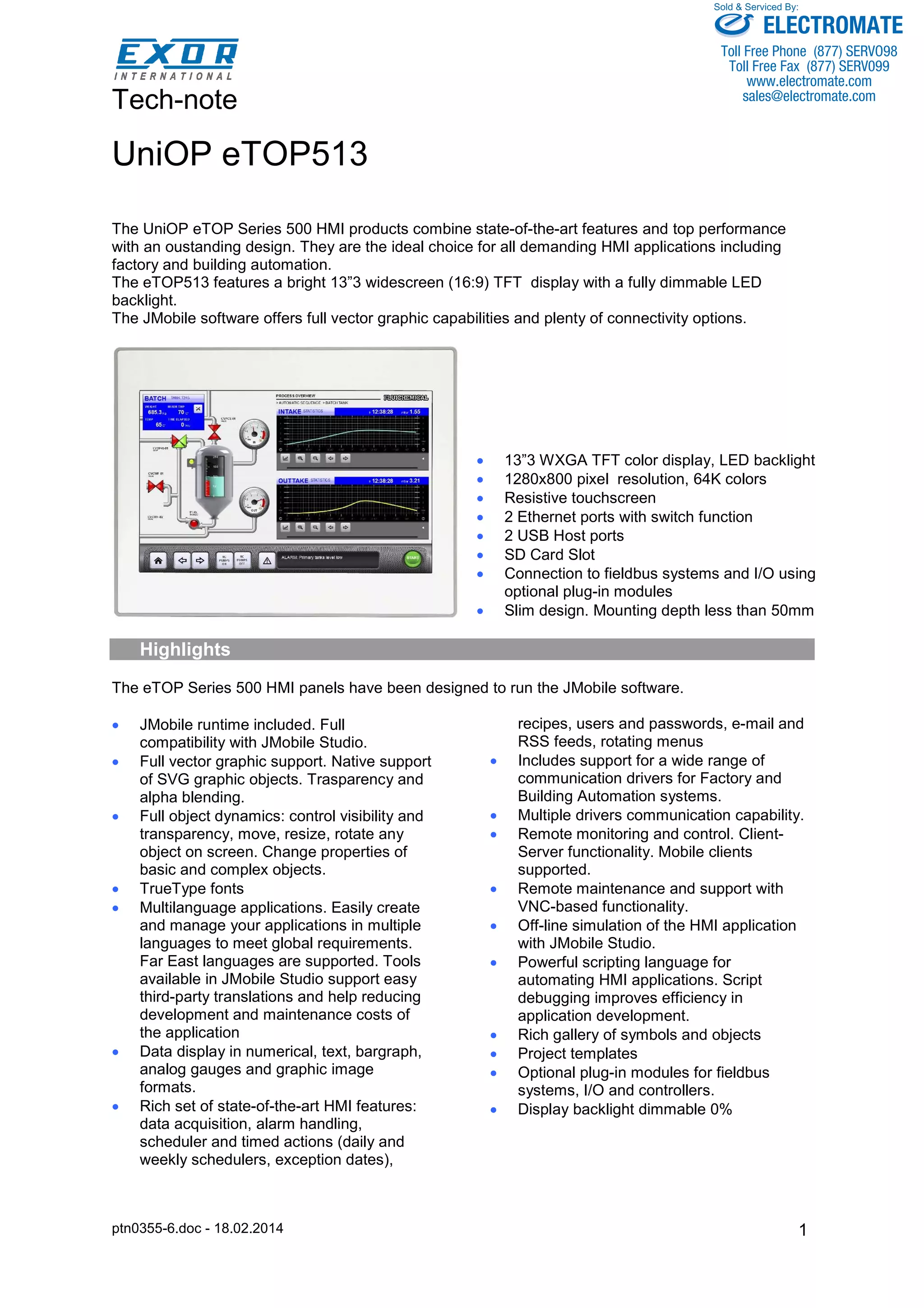 Exor e top513_specsheet | PDF