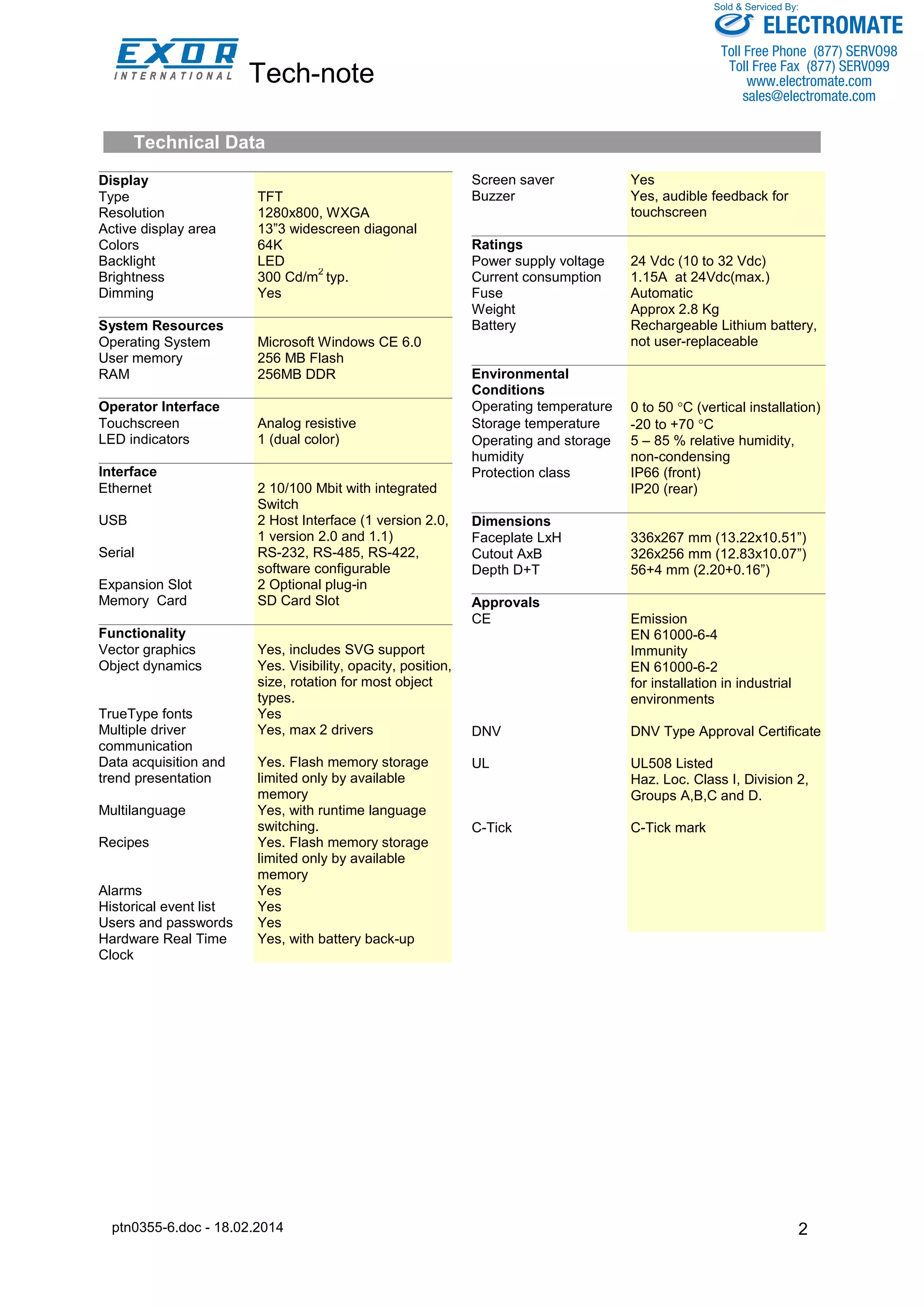 Exor e top513_specsheet | PDF