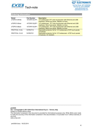 Exor e top513_specsheet | PDF