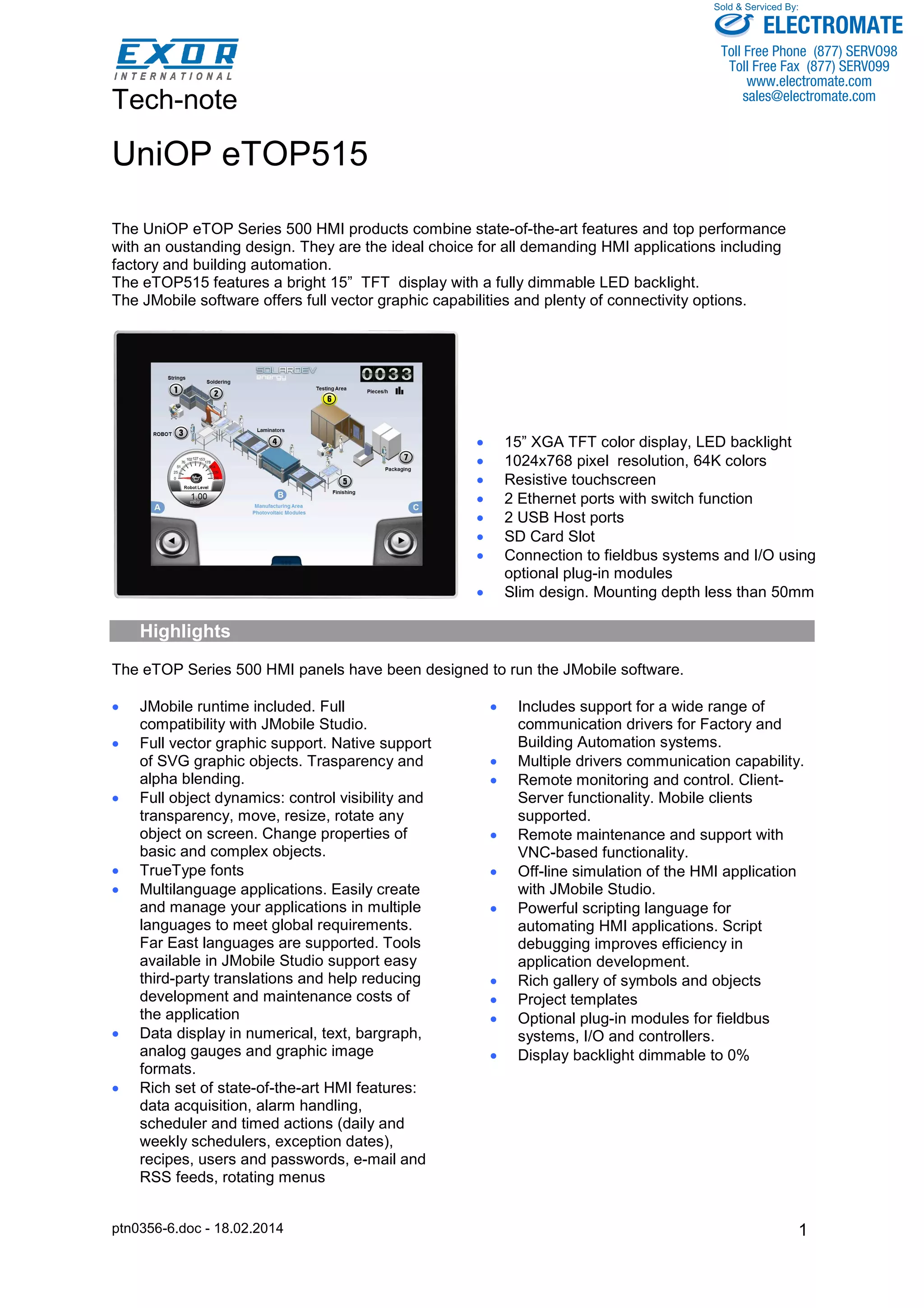 Exor e top515_specsheet | PDF