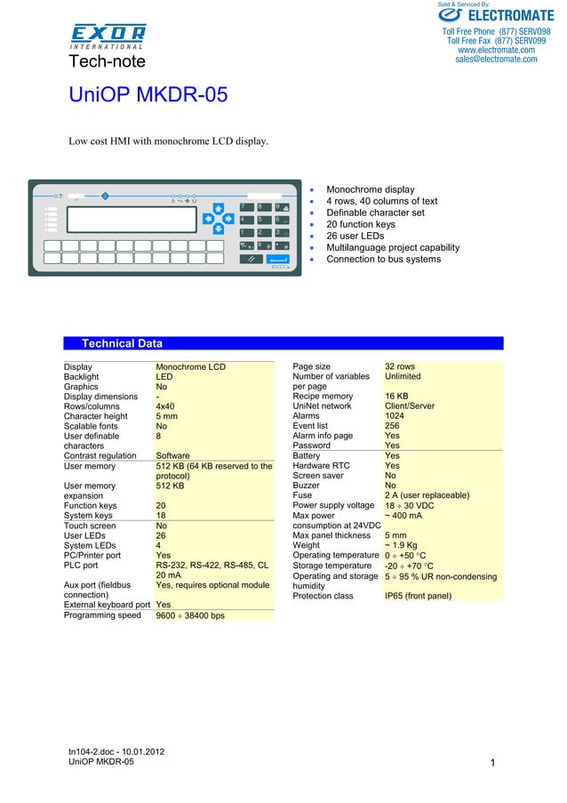 Exor mkdr 05-specsheet | PDF | Computer Peripherals | Computing