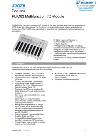 Exor plio03 oi_module_specsheet | PDF | Digital Audio | Computer ...