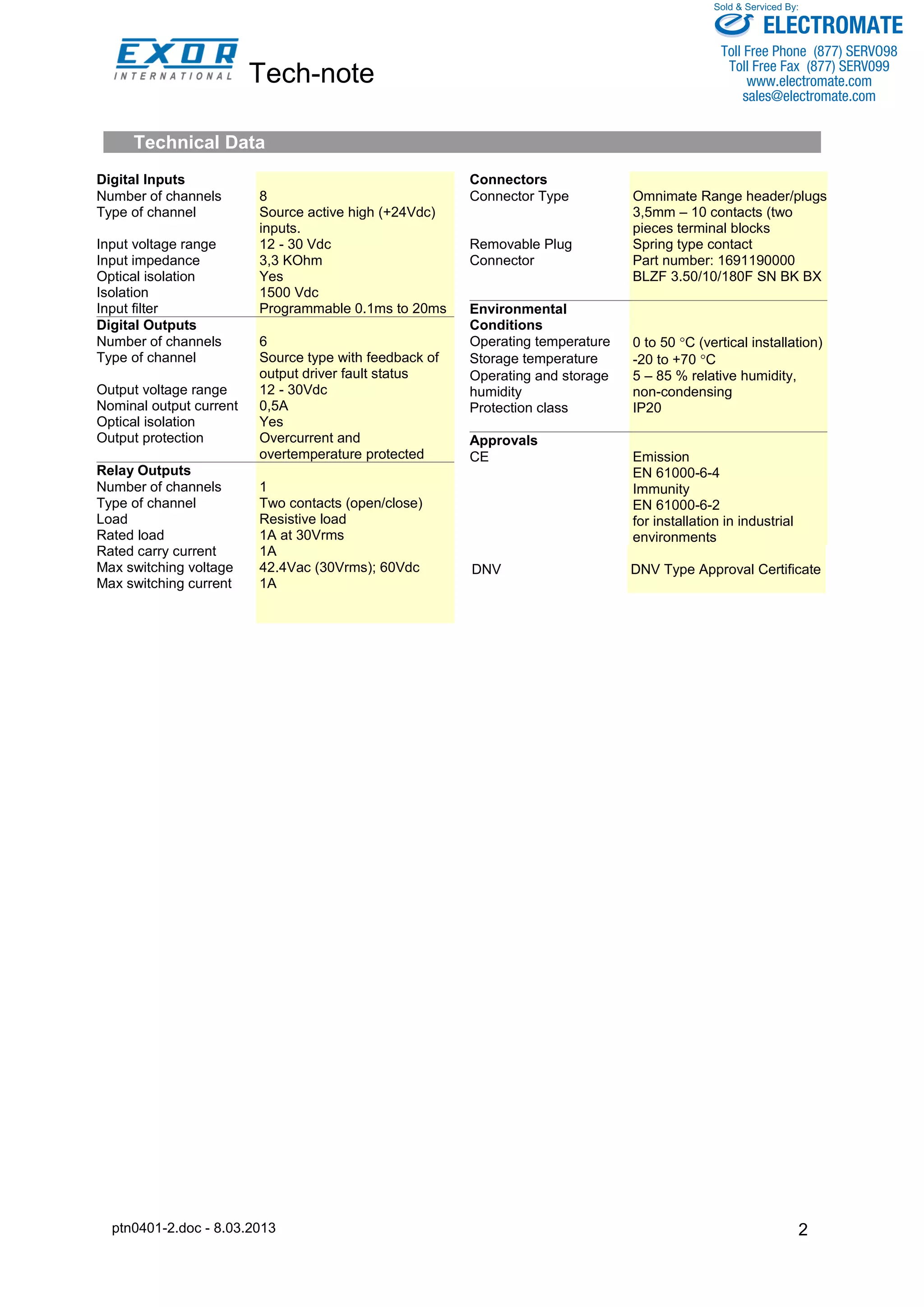Exor plio06 oi_module_specsheet | PDF