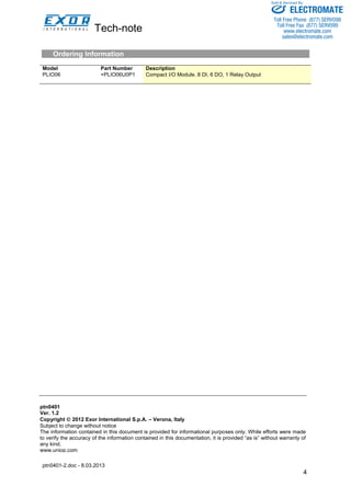 Exor plio06 oi_module_specsheet | PDF