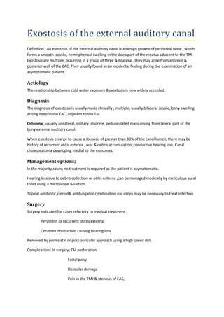 Exostosis of the external auditory canal | PDF