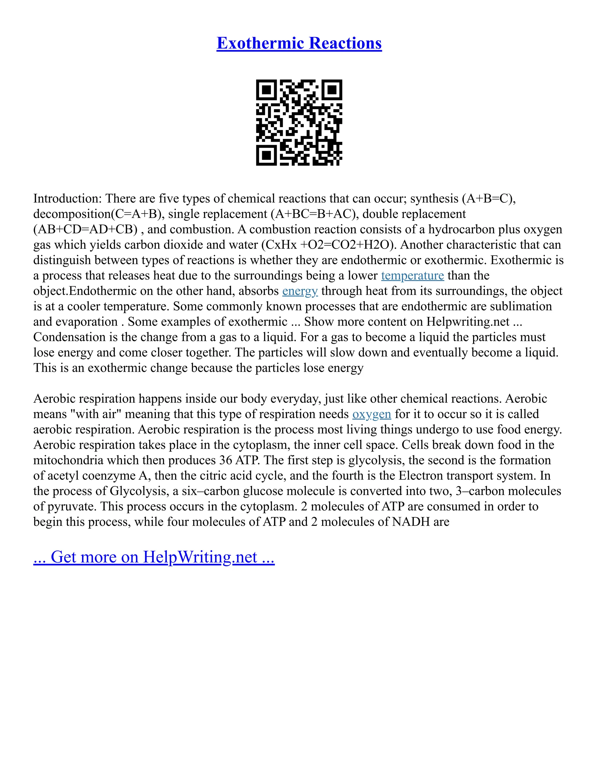 Exothermic Reactions | PDF