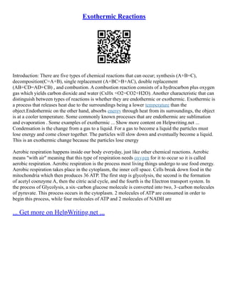 Exothermic Reactions | PDF