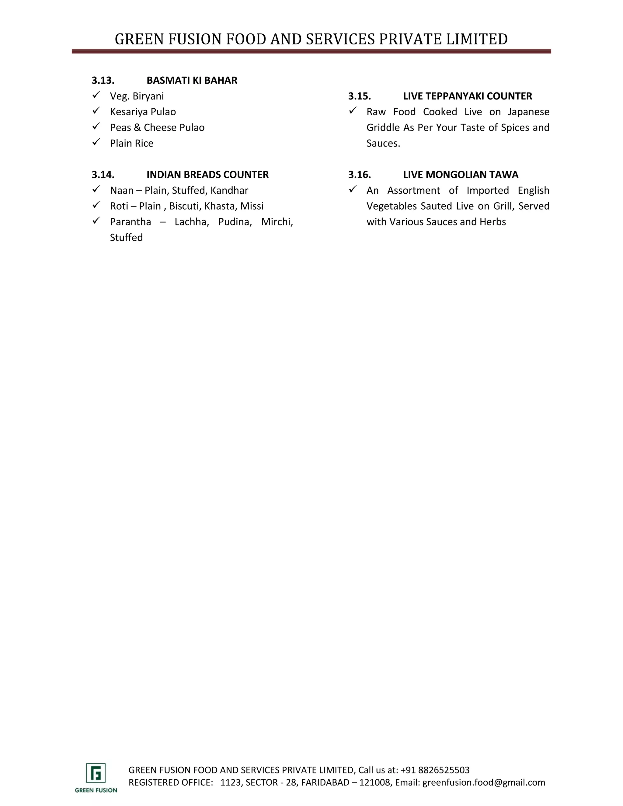 Exotic Veg Menu | PDF