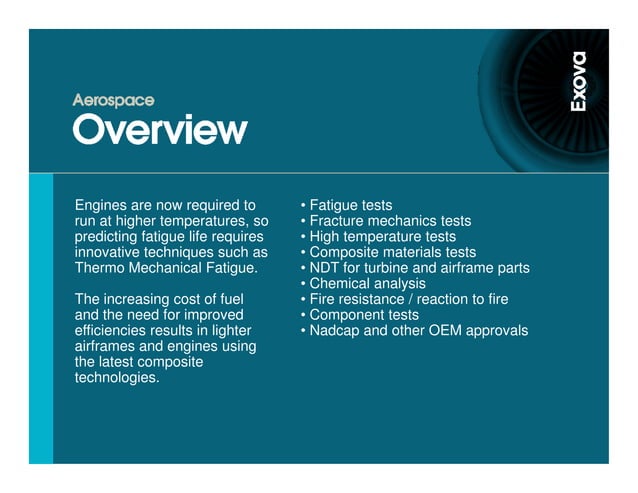 Exova in Aerospace general introduction | PDF | Aviation Industry ...
