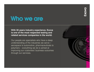 Exova in Aerospace general introduction | PDF