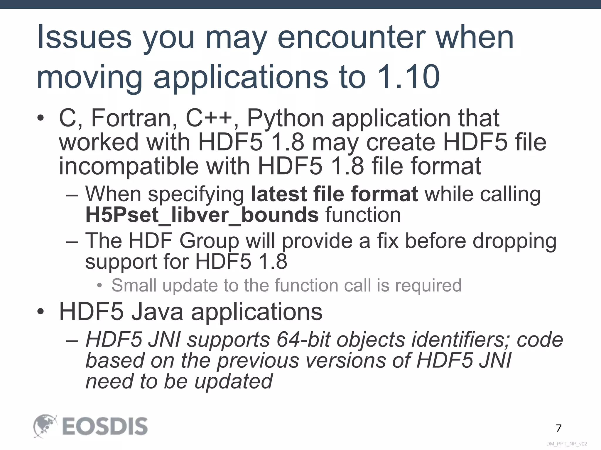 Hierarchical Data Formats (HDF) Update | PPT