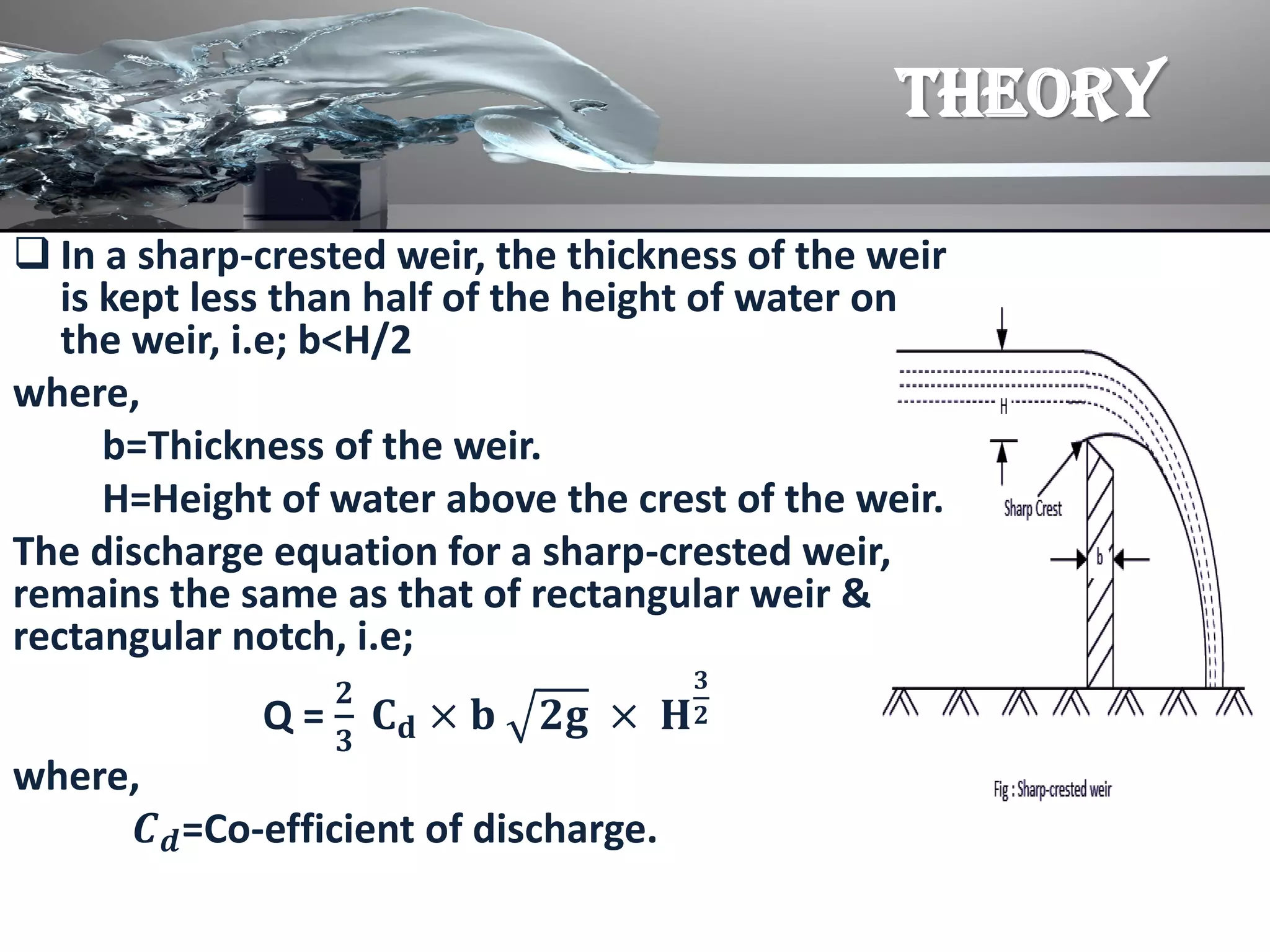 FLOW OVER A SHARP CRESTED WEIR | PDF