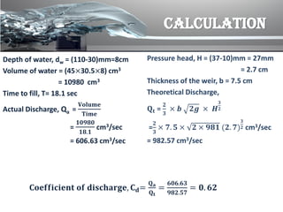 FLOW OVER A SHARP CRESTED WEIR | PDF