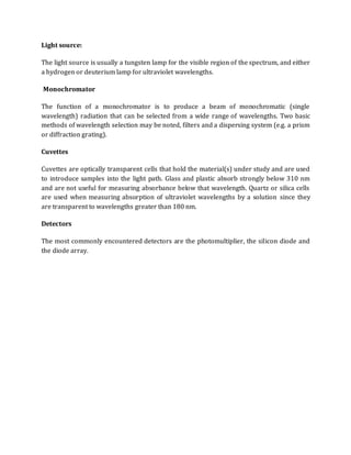 Principle and instrumentation of UV-visible spectrophotometer. | DOCX