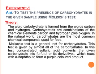 Molisch's test | PPTX | Chemistry | Science