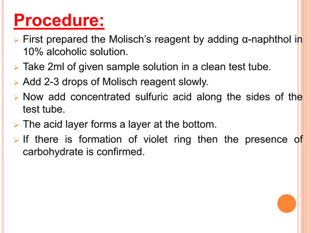 Molisch's test | PPTX | Chemistry | Science