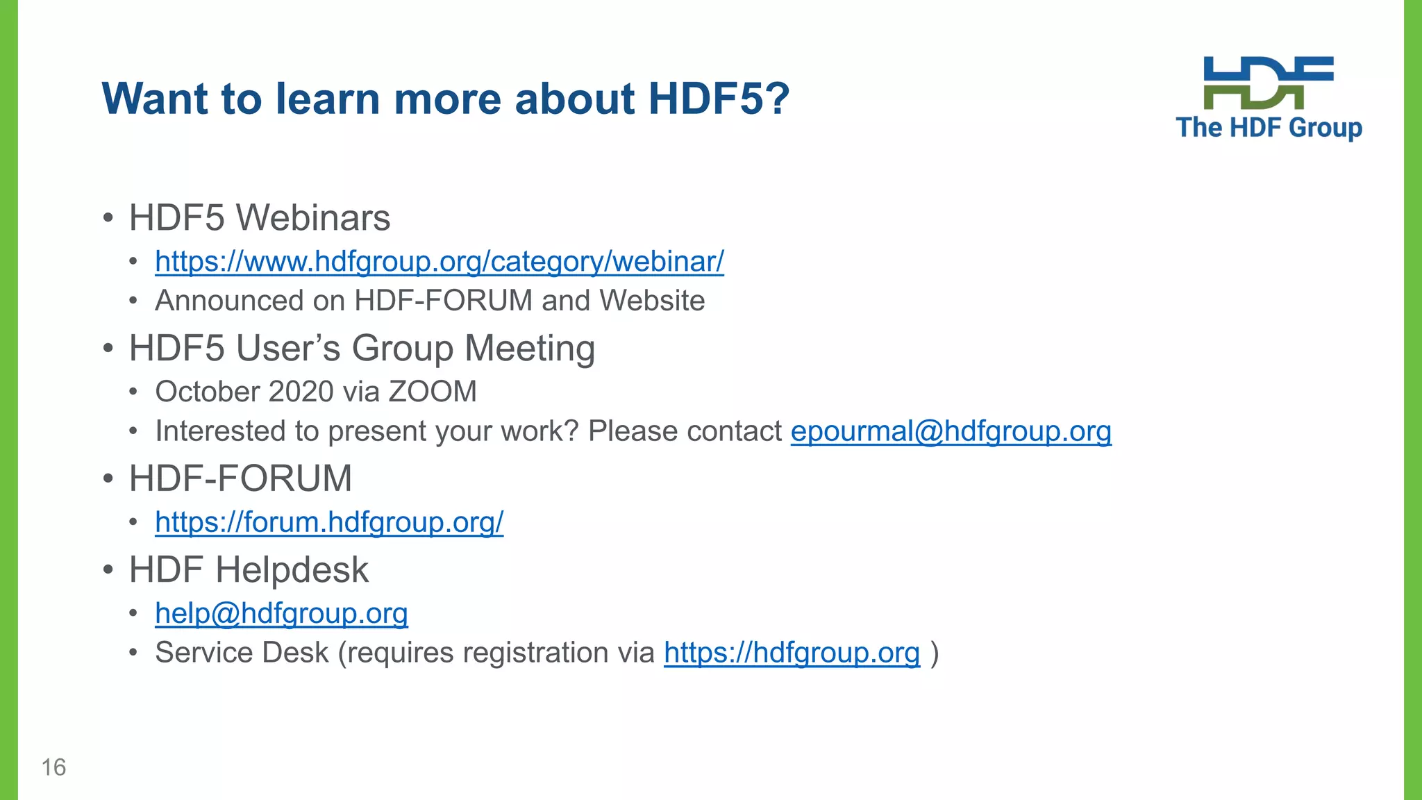 HDF5 and Ecosystem: What Is New? | PPT