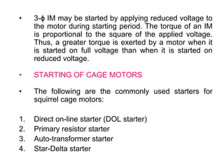 Starting Methods of Three Phase Induction Motors | PPTX
