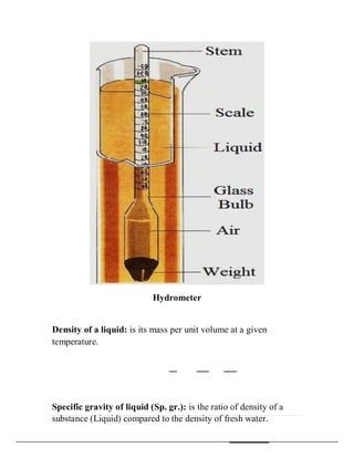 Application Of Archimedes Principle In Hydrometer