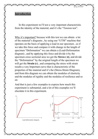 Strength of material lab, Exp 2: Tensile test | PDF