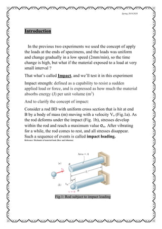 Strength of material lab, Exp 3&4: Compression and impact tests | PDF