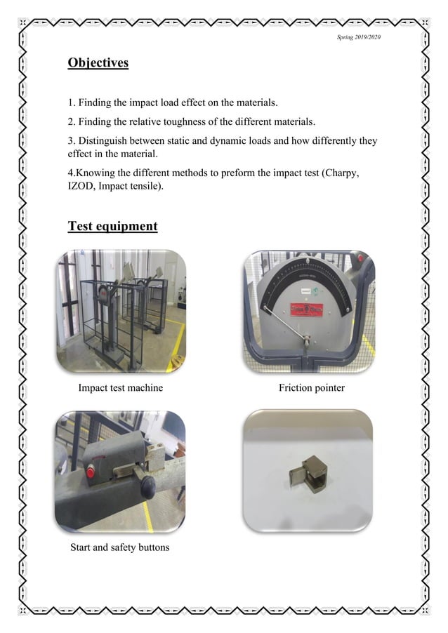 Strength of material lab, Exp 3&4: Compression and impact tests | PDF