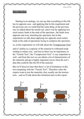 Strength of material lab, Exp 3&4: Compression and impact tests | PDF
