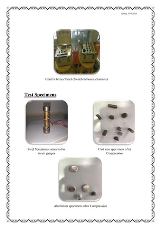 Strength of material lab, Exp 3&4: Compression and impact tests | PDF